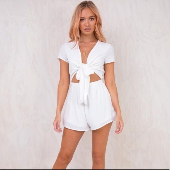 Princess Polly | Dresses | Princess Polly Sweet Sahara Tie Front Romper ...